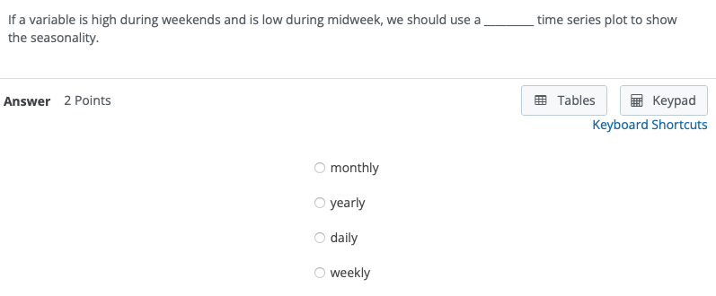 Solved If a variable is high during weekends and is low | Chegg.com