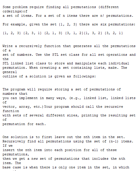 Solved Some problem require finding all permutations | Chegg.com