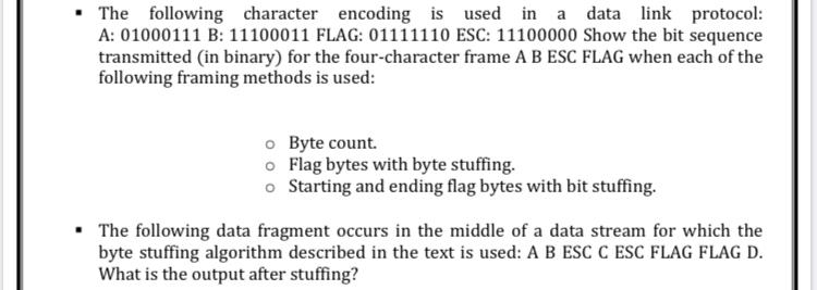 Solved The Following Character Encoding Is Used In A Data
