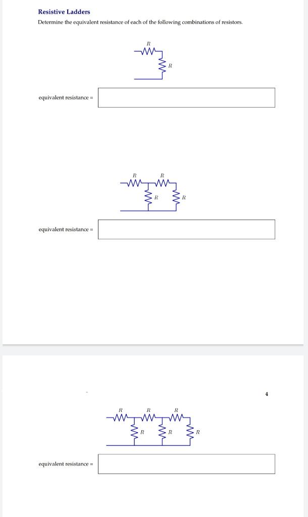 Solved Resistive Ladders Determine the equivalent resistance | Chegg.com