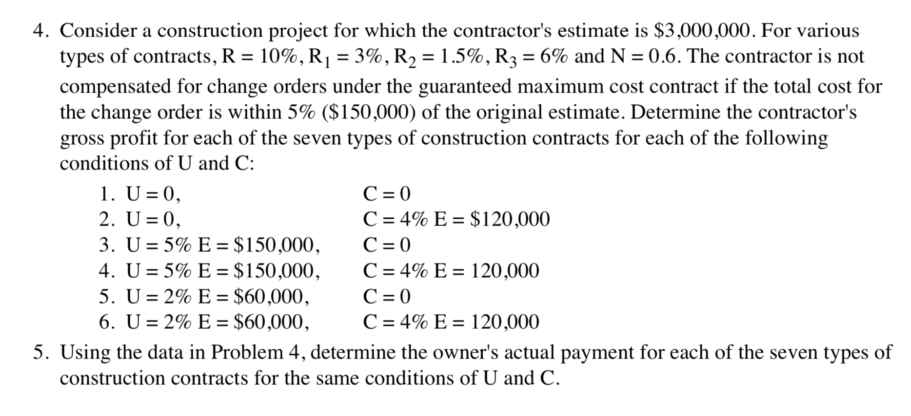 Solved 4. Consider a construction project for which the | Chegg.com