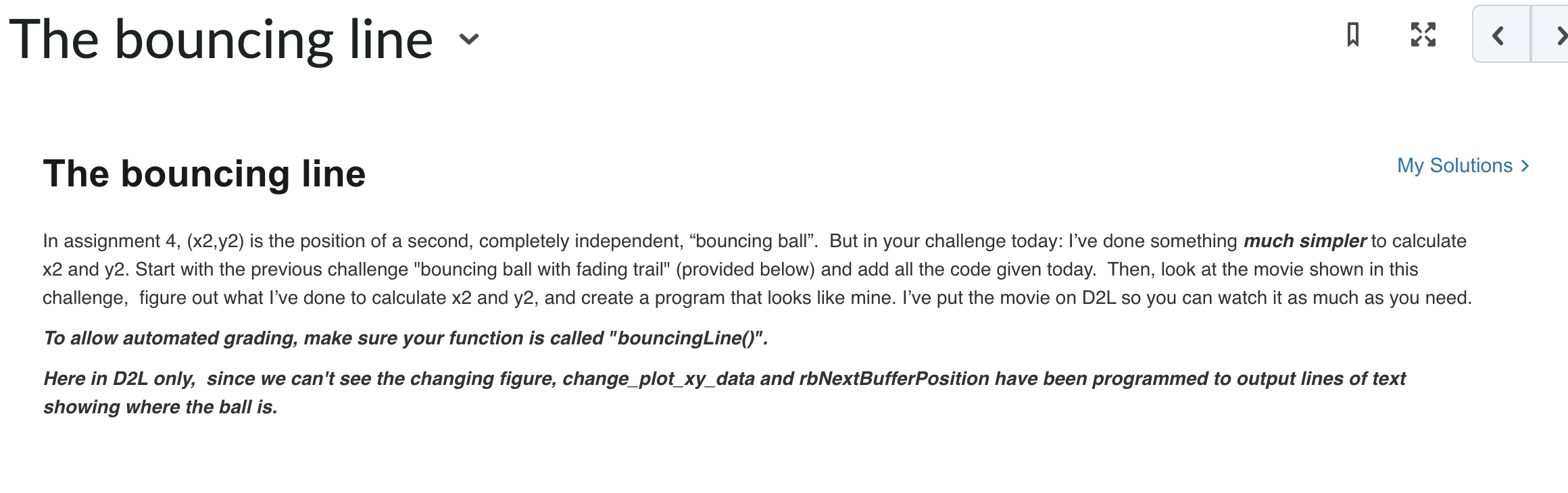 Solved The bouncing line My Solution The bouncing line In | Chegg.com