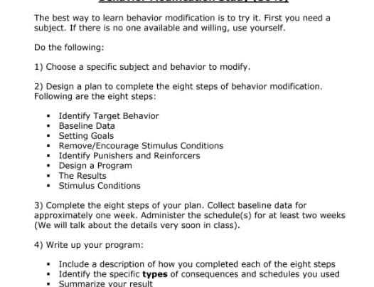 Solved The best way to learn behavior modification is to try | Chegg.com