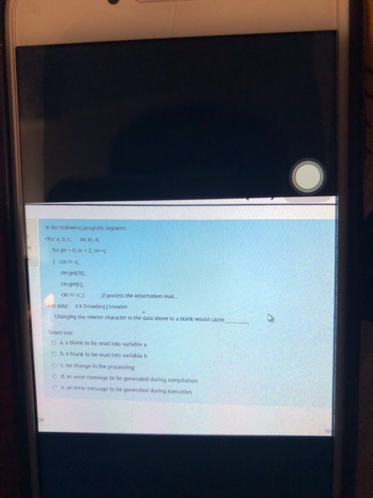 Solved n the following program segment chara, b,c int m, n | Chegg.com