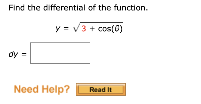 Solved Find the differential of the | Chegg.com