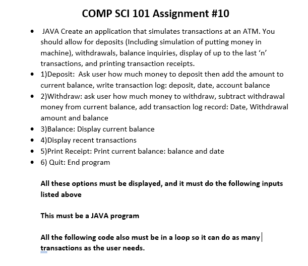Solved Comp Sci 101 Assignment 10 • Java Create An 3523