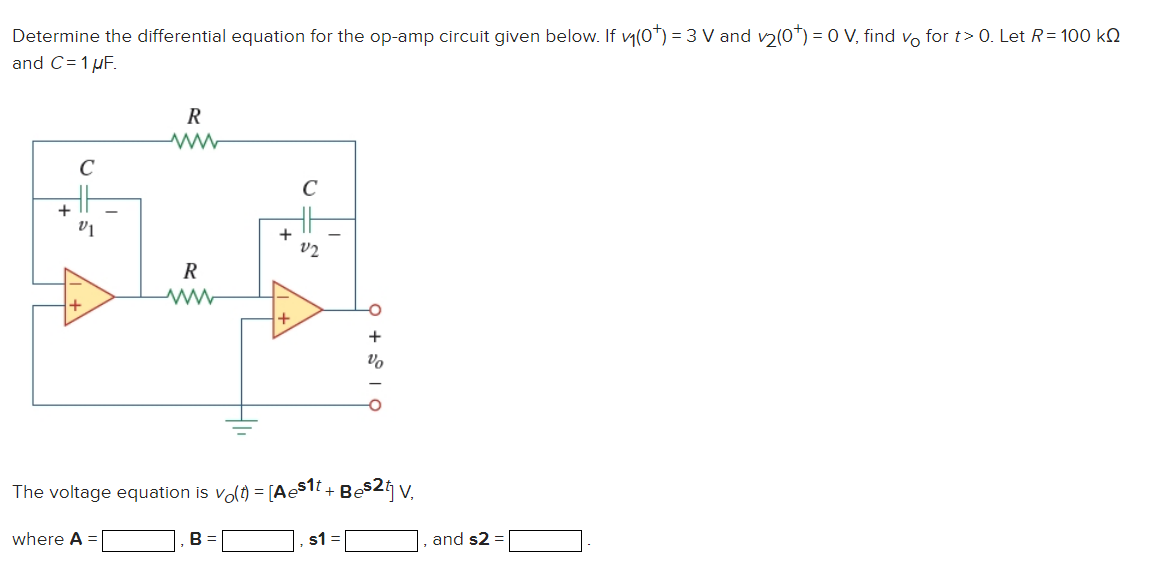 Solved Determine the differential equation for the op-amp | Chegg.com