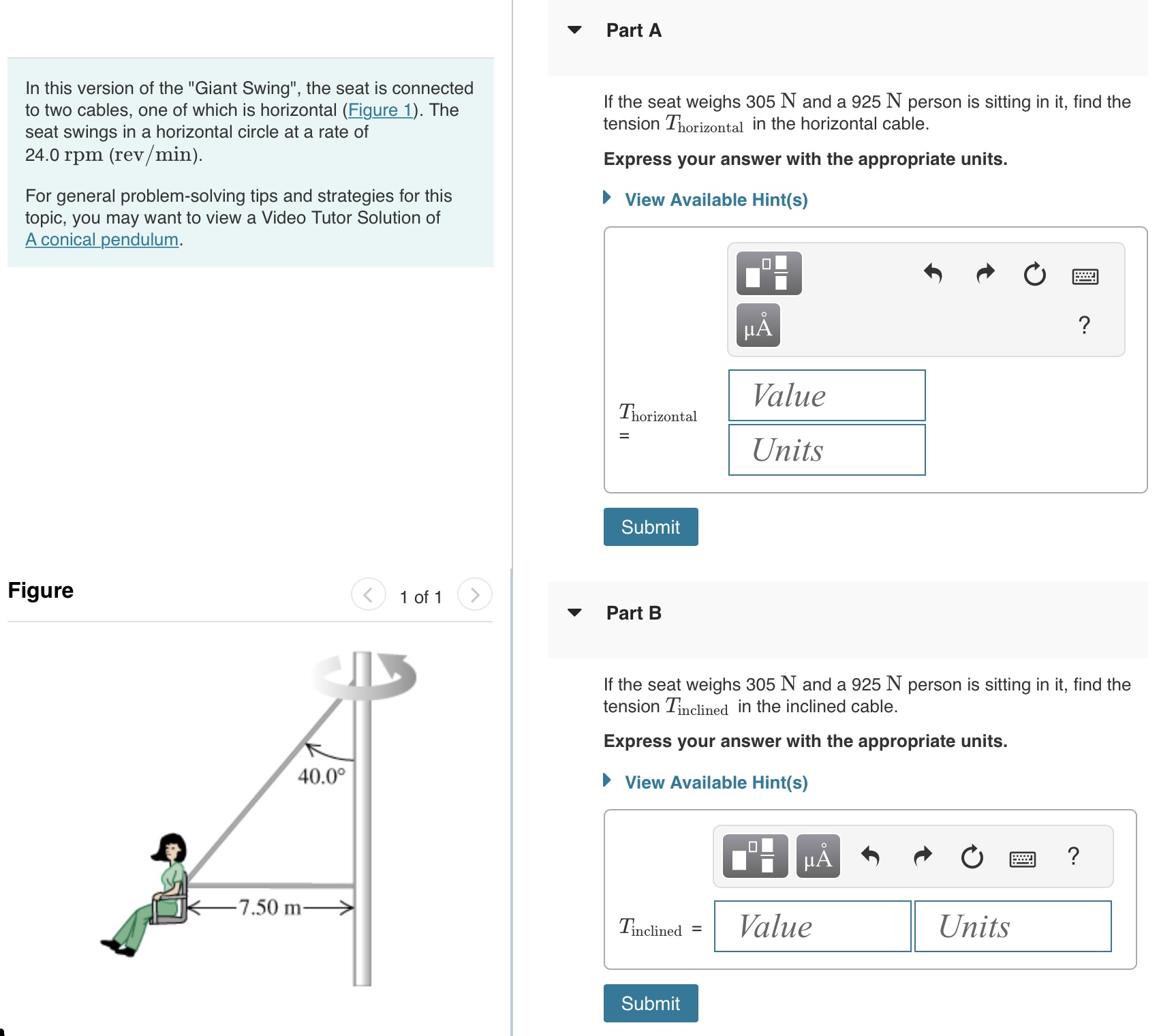 Solved Part AIn ﻿this version of ﻿the "Giant Swing", the | Chegg.com