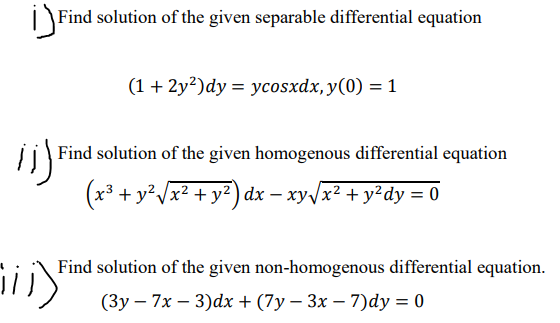 Solved iFi Find solution of the given separable differential | Chegg.com
