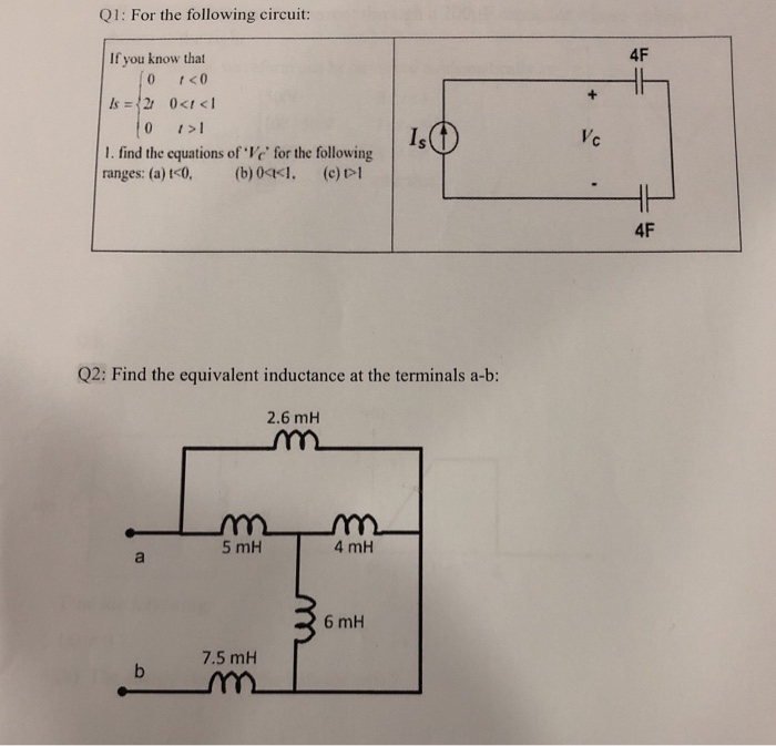 Solved Q1: For the following circuit: 4F If you know that | Chegg.com