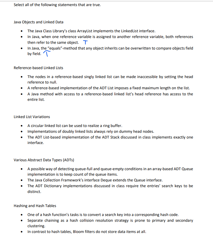 Solved Select if the statement is true I have already did | Chegg.com