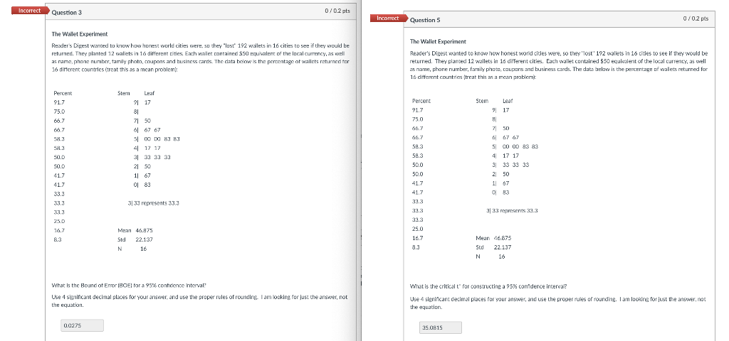 Solved 0 0.2 pts 0/02 pts Question 5 The Wallet Experiment | Chegg.com