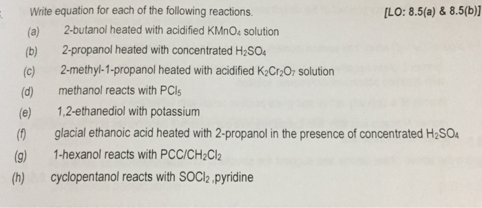 Solved Write equation for each of the following reactions. | Chegg.com