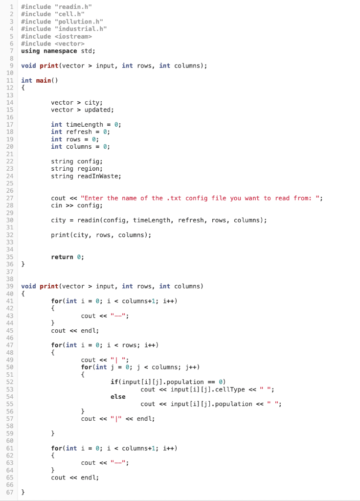 Please finish this code in c++ and create the output | Chegg.com