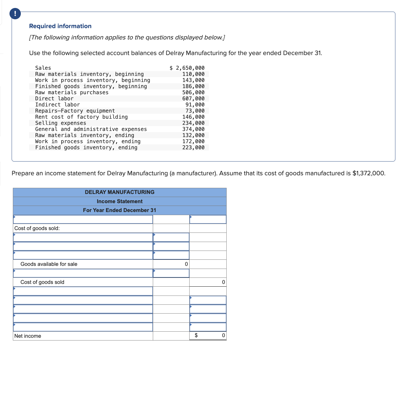 Solved Use the information below to fill out the chart | Chegg.com