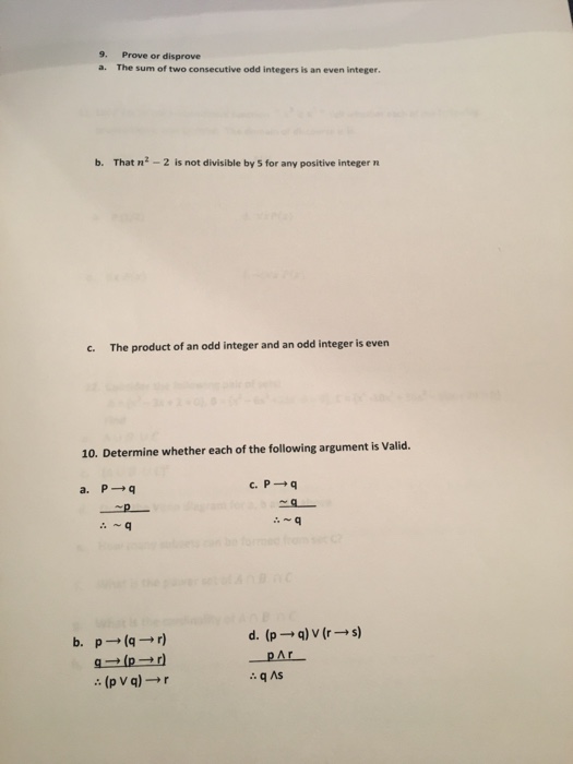 Solved 9. Prove or disprove The sum of two consecutive odd | Chegg.com