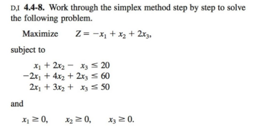 Solved Work through the simplex method in algebraic form | Chegg.com