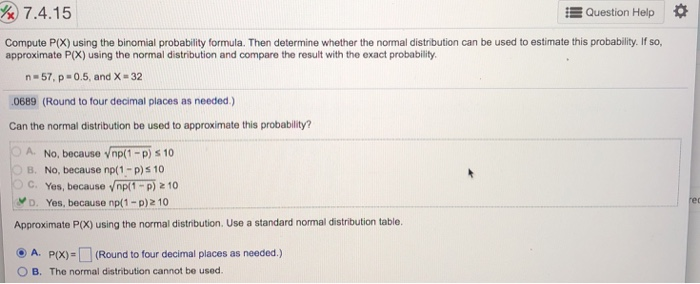 Solved %) 7.4.15 i Question Help * Compute P(X) using the | Chegg.com