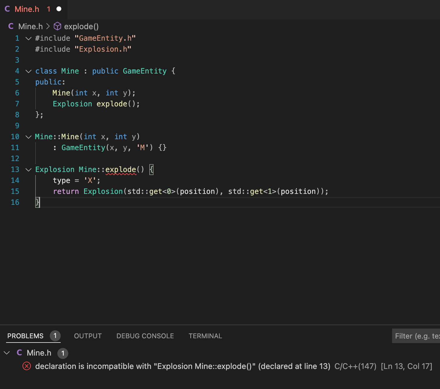 Solved ameEntity.h > ... \#include class GameEntity. \{ | Chegg.com