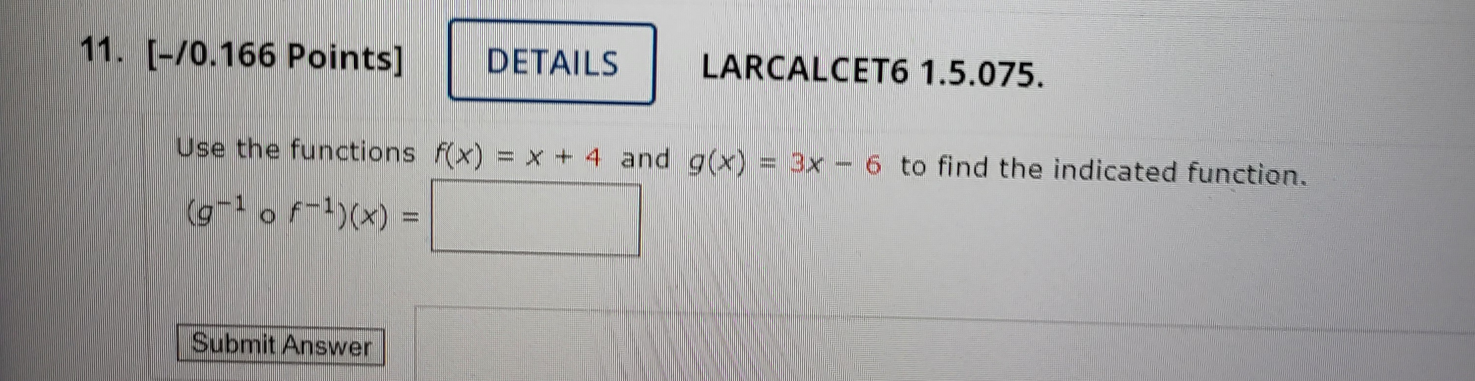 Solved Use the functions f(x)=x+4 and g(x)=3x−6 to find the | Chegg.com