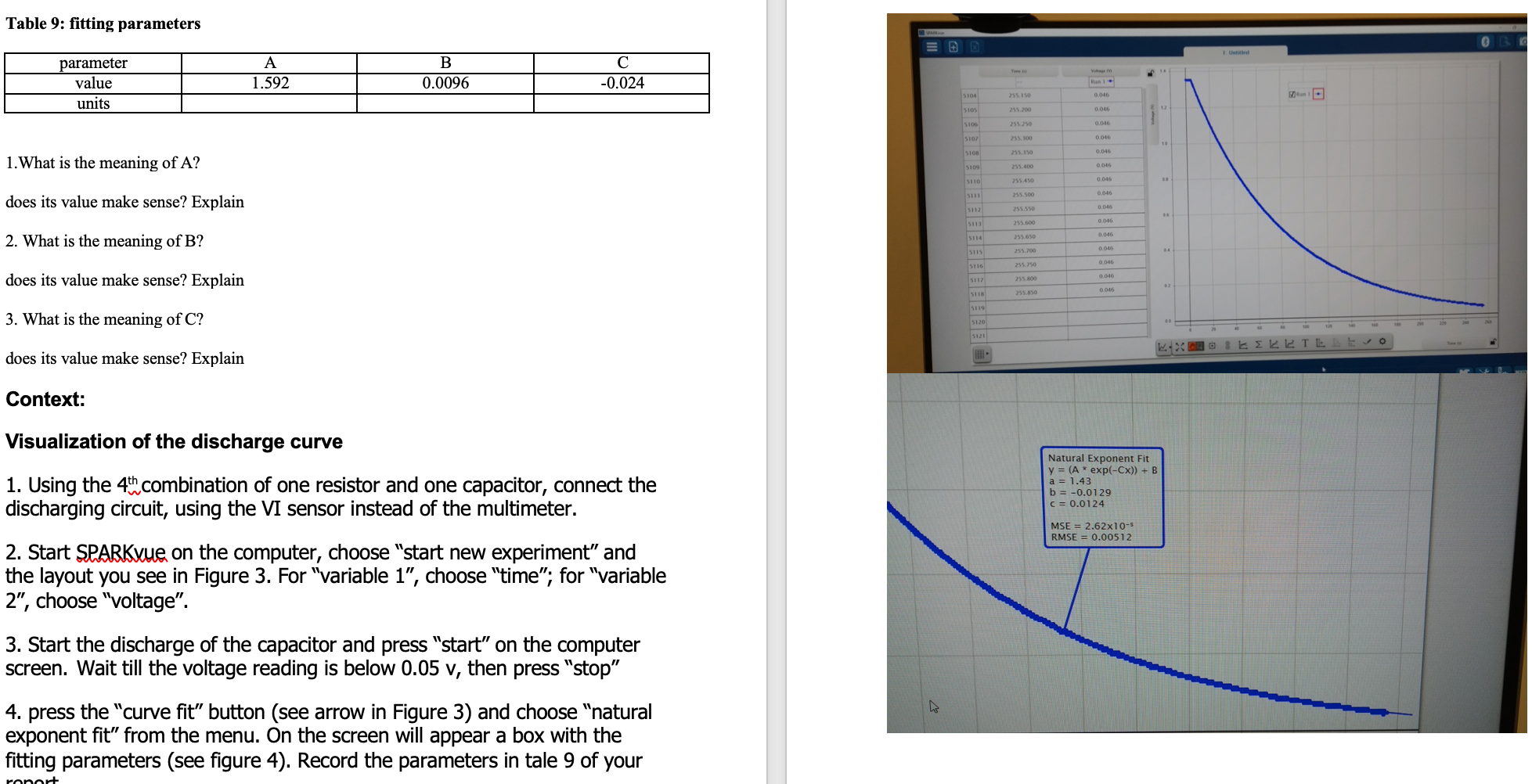 Solved Table 9 Fitting Parameters Parameter Value Units A