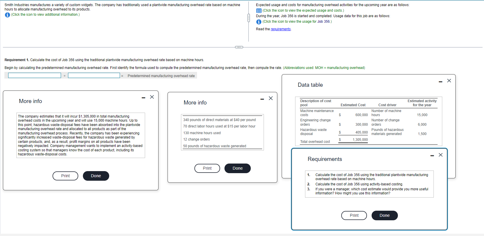 Solved Requirement 1. Calculate the cost of Job 356 using | Chegg.com
