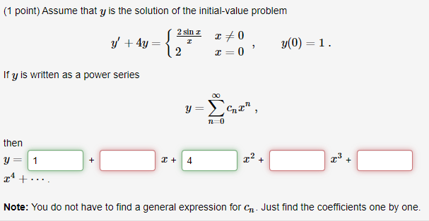 Solved (1 point) Assume that y is the solution of the | Chegg.com Solved (1 point) Assume that y is the solution of the | Chegg.com