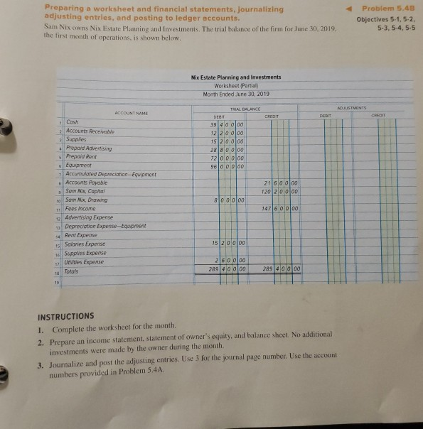 Solved t Preparing a worksheet and financial statements, | Chegg.com