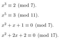 Solved x3≡2(mod7) x5≡3(mod11) x2+x+1≡0 x2+2x+2≡0 | Chegg.com