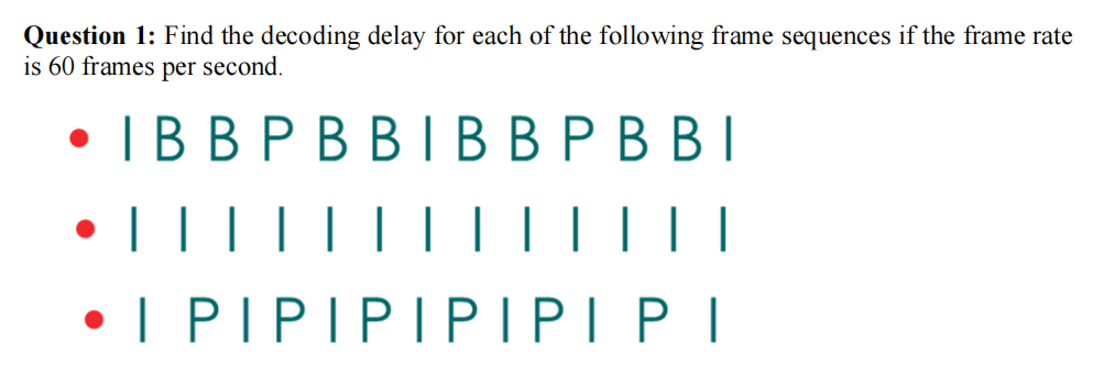 Solved Question 1: Find the decoding delay for each of the | Chegg.com
