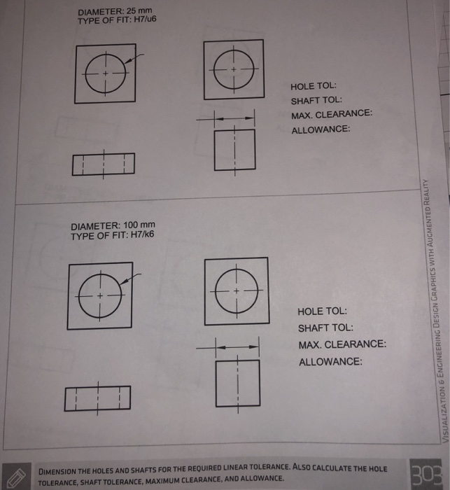 Solved DIAMETER: 25 mmm TYPE OF FIT: H7/u6 HOLE TOL: SHAFT | Chegg.com