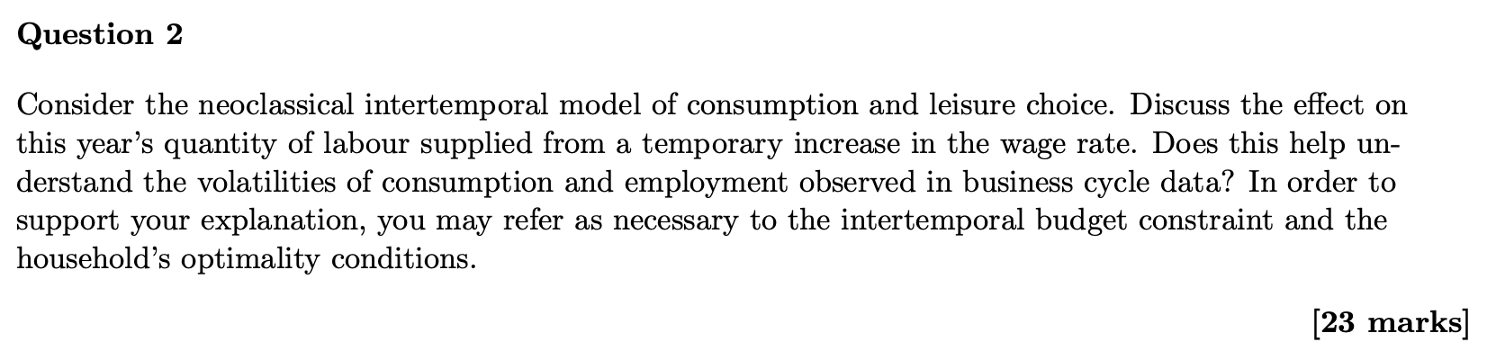 Question 2 Consider the neoclassical intertemporal | Chegg.com