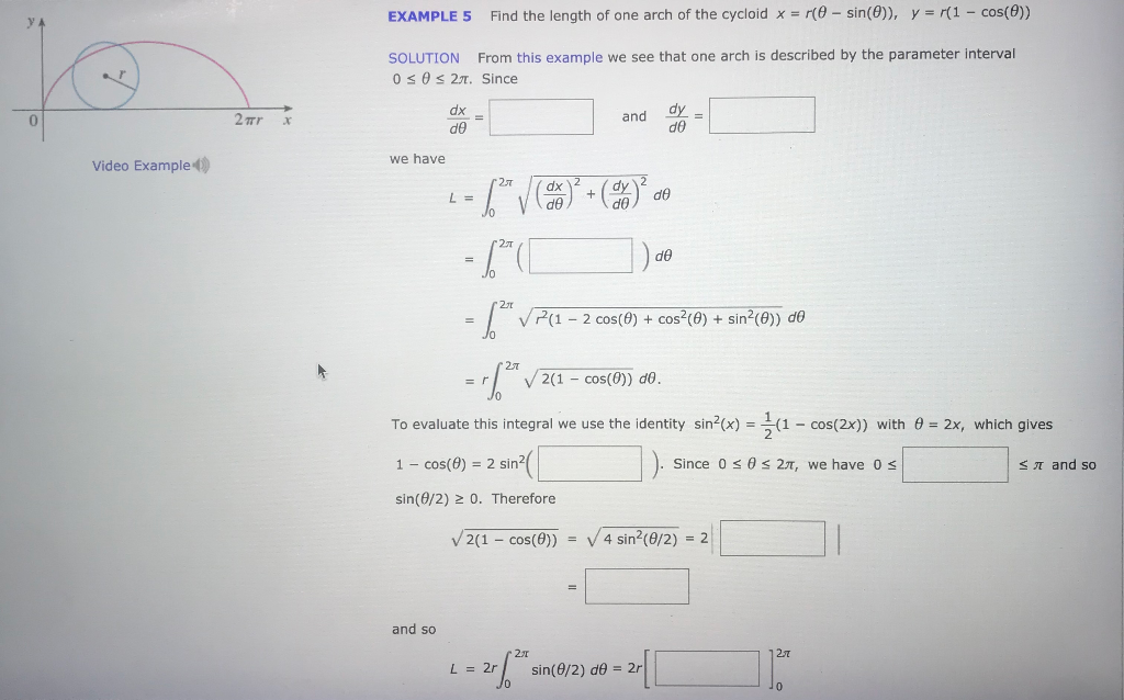 Solved EXAMPLE 5 Find the length of one arch of the cycloid | Chegg.com