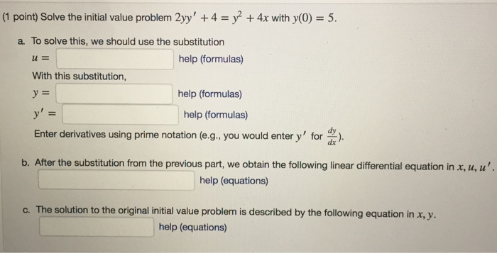 Solved Solve the initial value problem 2yy' + 4 = y^2 +4x | Chegg.com