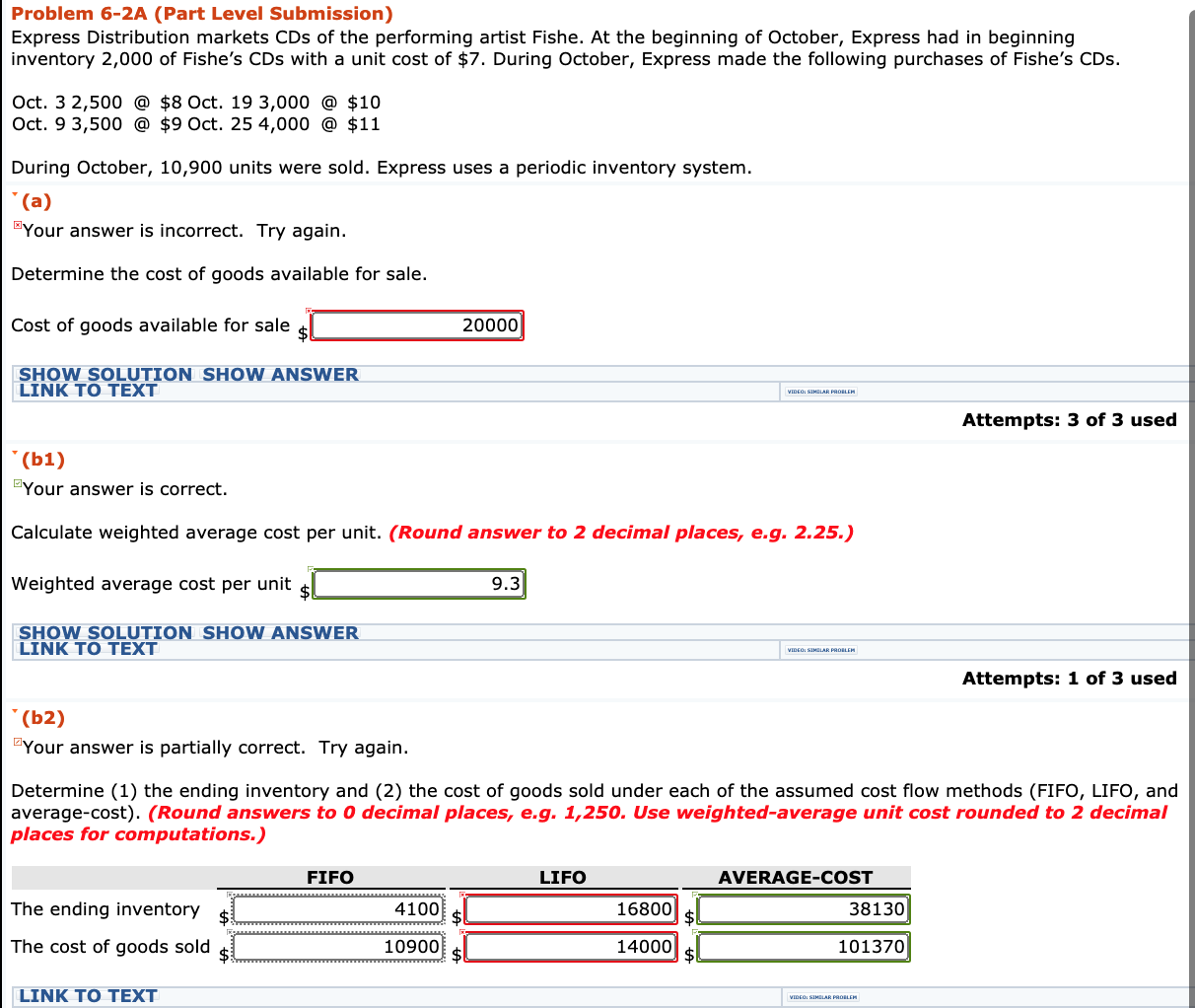 Solved Problem 6-2A (Part Level Submission) Express | Chegg.com
