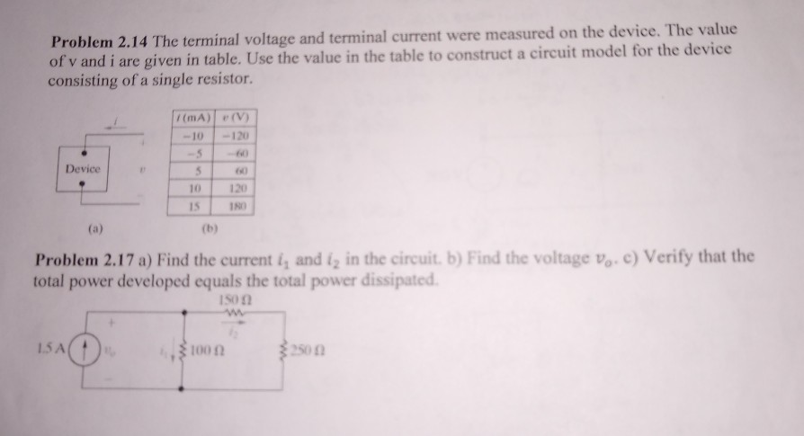Solved Problem 2.14 The terminal voltage and terminal | Chegg.com