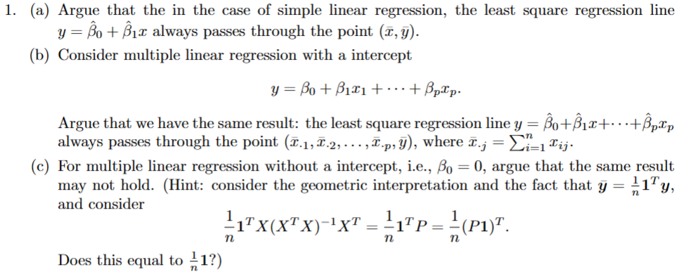 Solved (a) ﻿Argue that the in the case of simple linear | Chegg.com