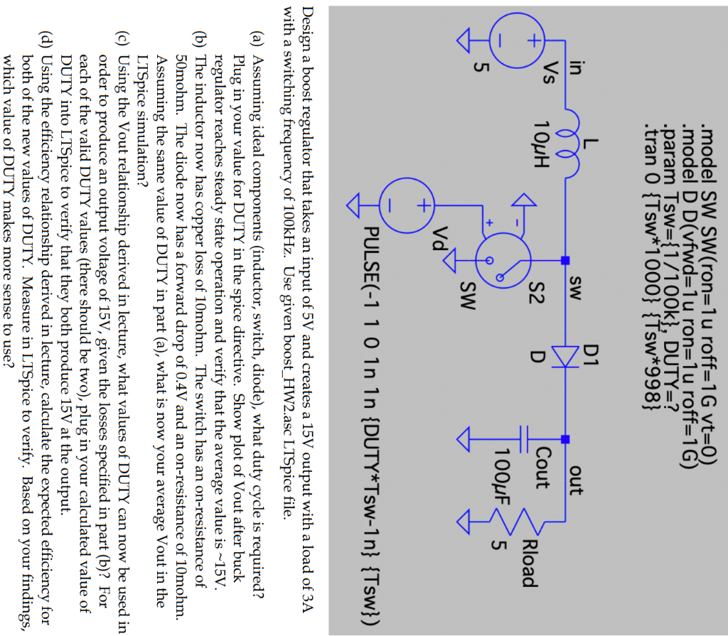.model SW SW ( ron =1u roff =1Gvvt=0) .model | Chegg.com