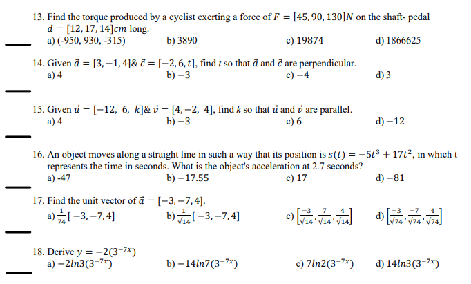 Solved Multiple Choice: [18 Marks] 1. Determine à b given | Chegg.com