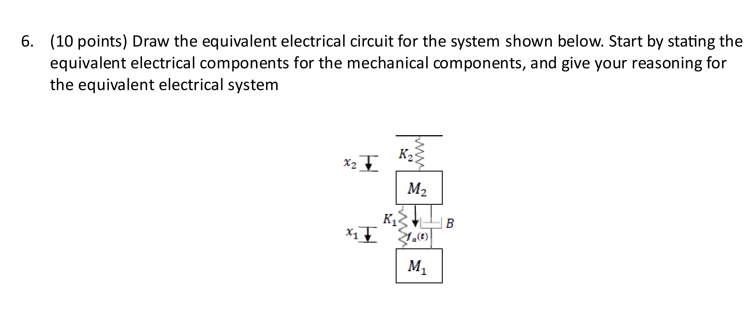 Solved (10 ﻿points) ﻿Draw the equivalent electrical circuit | Chegg.com