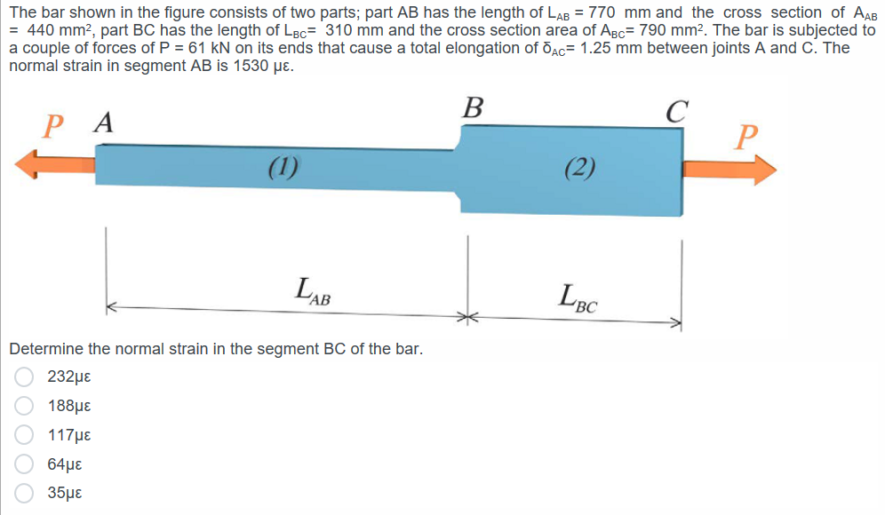 Solved The bar shown in the figure consists of two parts; | Chegg.com