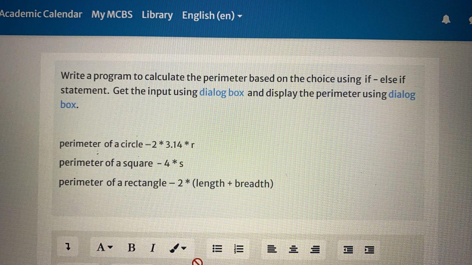 Solved Academic Calendar My MCBS Library English (en) Write | Chegg.com