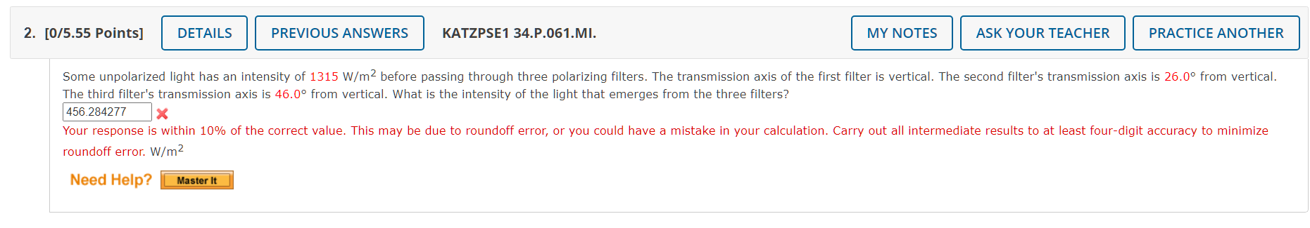 Solved 2. [0/5.55 Points] DETAILS PREVIOUS ANSWERS KATZPSE1 | Chegg.com