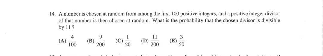 Solved 14. A number is chosen at random from among the first | Chegg.com