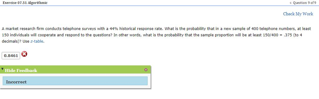 Solved Exercise 07.51 Algorithmic Question 9 of 9 Check My | Chegg.com