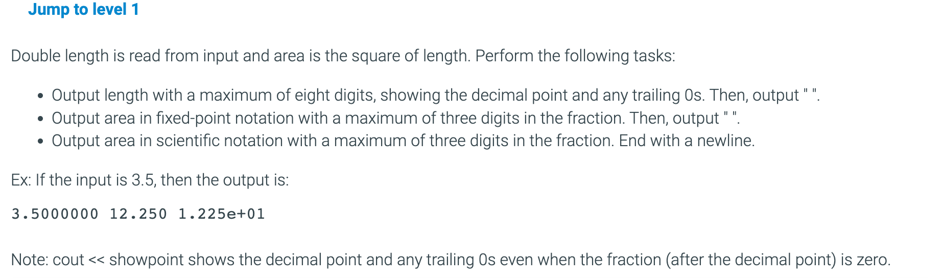 Solved Double length is read from input and area is the | Chegg.com