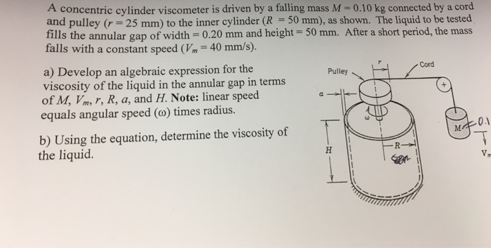 Solved A concentric cylinder viscometer is driven by a | Chegg.com