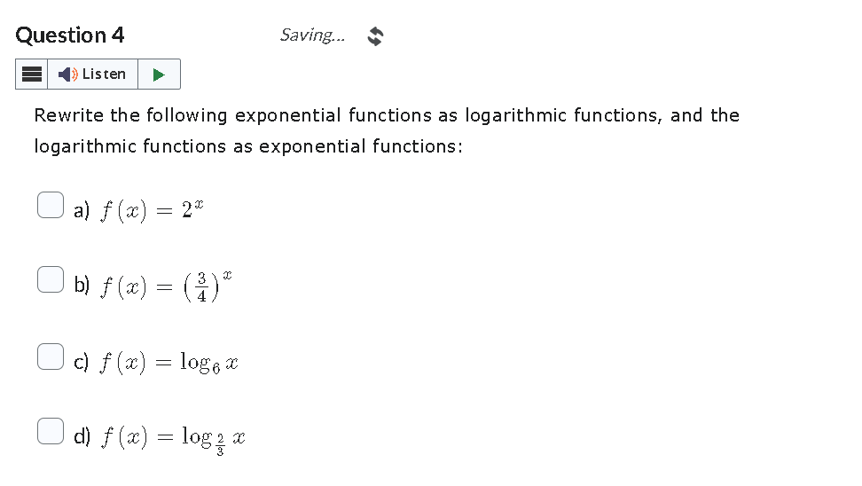 Solved Rewrite the following exponential functions as | Chegg.com
