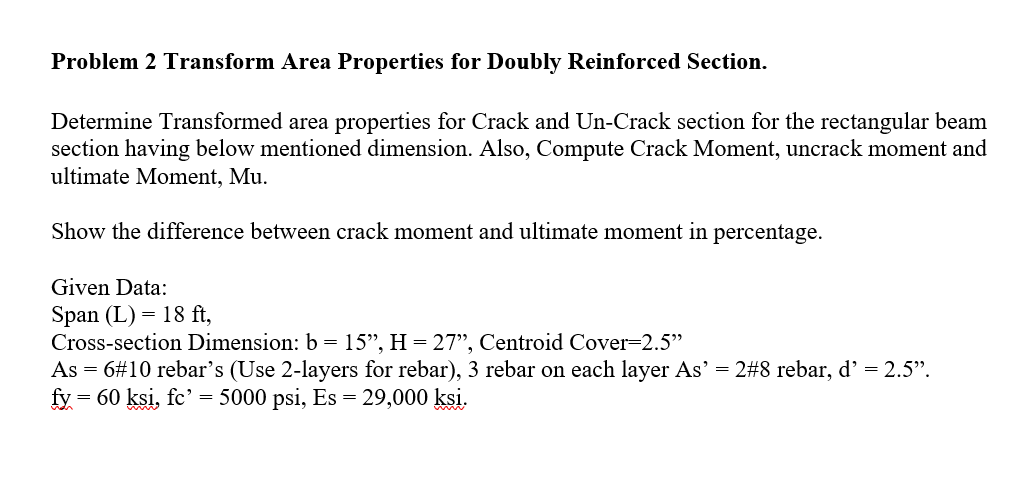 Solved Problem 2 Transform Area Properties for Doubly | Chegg.com