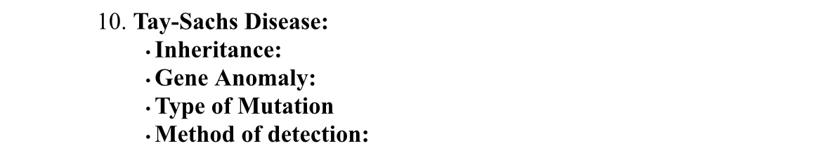 Solved Tay Sachs Disease Inheritance Gene Anomaly Type Of